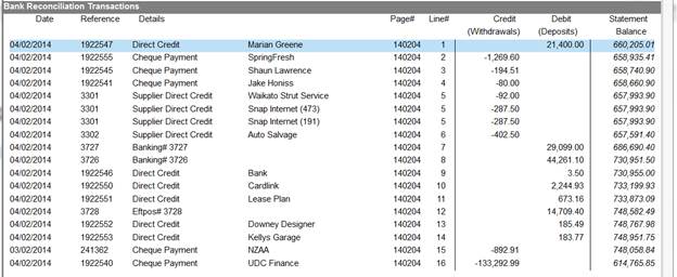 Select a day to see the Bank Statementtransactions.